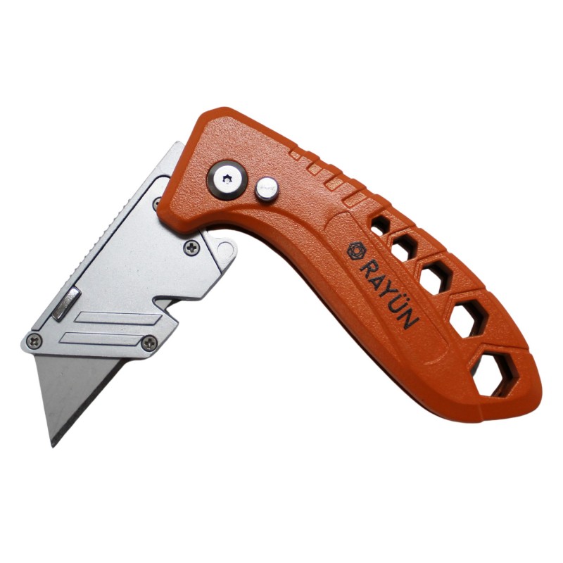 CUCHILLO CARTONERO METÁLICO PLEGABLE RAYUN